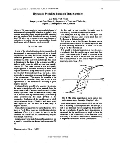 Sergey E Zirka 1995 Hysteresis Modeling Based On Transplantation Pdf