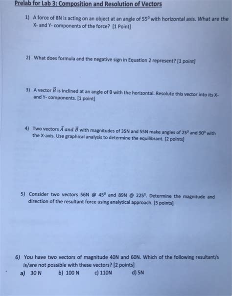Solved Prelab For Lab 3 Composition And Resolution Of