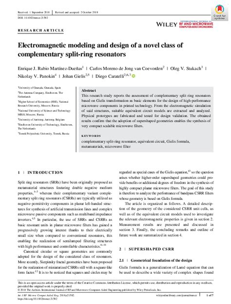 Pdf Electromagnetic Modeling And Design Of A Novel Class Of