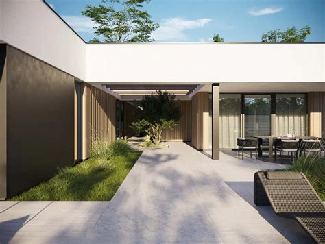 L Shaped Ground Floor House Project 101624 Flat Roof High Tech 4 Bedrooms 3 Bathrooms 2