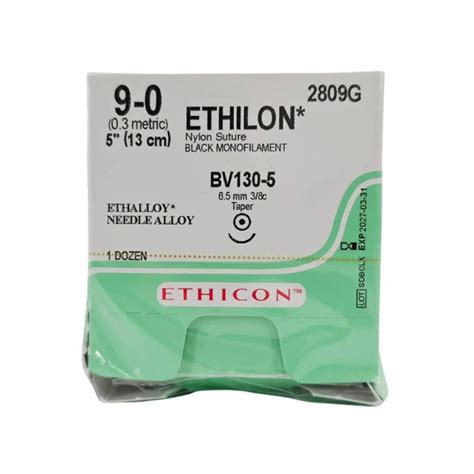 2809g Ethicon Ethilon 9 0 Black 1x5 Bv130 5 65mm Bx12 Primis