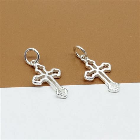 5 Sterling Silver Tiny Cross Charms Sterling Small Cross Etsy