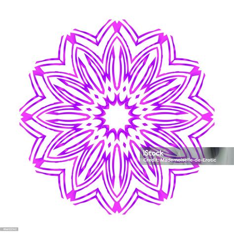 손이 그린된 만다라 꽃 기하학적 요소 벡터 일러스트 레이 션 퍼플 핑크 색상입니다 색칠 책 인사말 카드 초대장 문신 안티 스트레스 치료 패턴입니다 0명에 대한 스톡 벡터