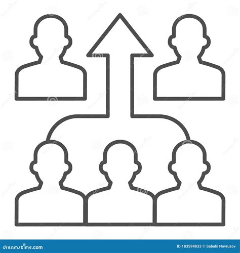 Human Group And Upward Arrow Thin Line Icon Business Concurrency