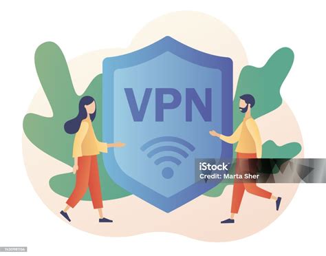 가상 사설망 개념 Vpn 서비스 표지판 사이버 보안 안전한 웹 트래픽 데이터 보호 원격 서버 현대 플랫 만화 스타일 흰색 배경에 벡터 일러스트 레이 션 0명에 대한 스톡