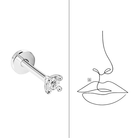 Замовити пірсинг лабрет з діамантом для губ вертикальний лабрет пірсинг монро пірсинг губ