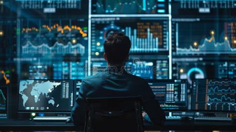 Data Analyst Observes Complex Metrics And Visualizations In A Modern