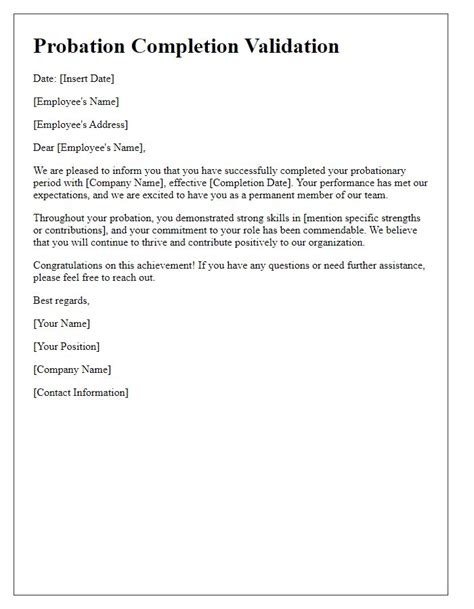 Letter Template For Probation Period Successful Completion Free Samples In Pdf Letterin