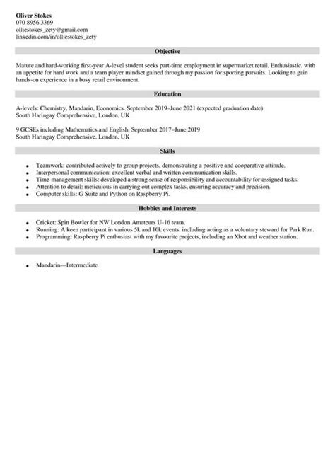 How To Write A CV For 16 Year Olds Teenager CV Sample