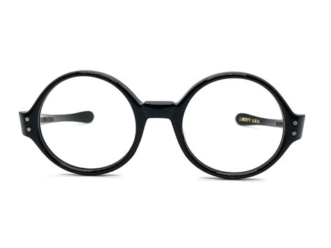 Unused 60s Round Black Eyeglass Frames New Old Stock 50s Black