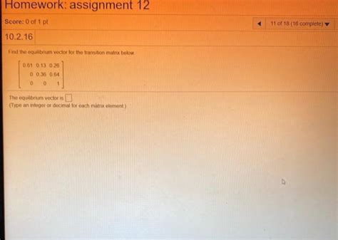 Solved Homework Assignment 12 Score 0 Of 1 Pt 11 Of 18 16