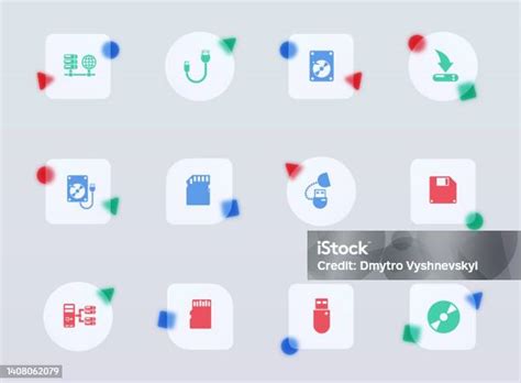 메모리는 유리 모피즘 트렌디 스타일 아이콘을 구동합니다 메모리는 색상 그림이있는 투명한 유리 색상 벡터 아이콘을 구동합니다 웹 및 Ui 디자인 모바일 앱 및 프로모션