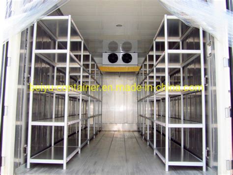 20ft Cold Storage Refrigerated Shipping Container Shelving System And Air Curtain Reefer