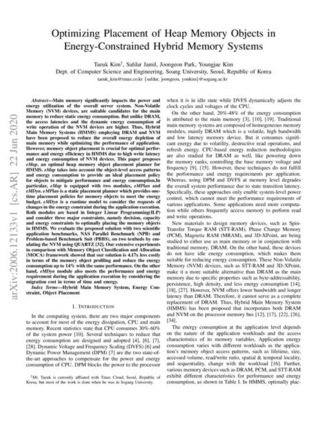 optimizing placement of heap memory objects in energy constrained hybrid memory systems deepai