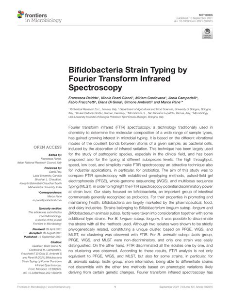 Pdf Bifidobacteria Strain Typing By Fourier Transform Infrared Spectroscopy