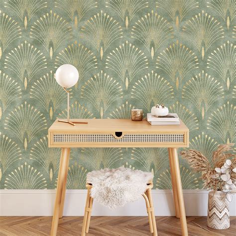 Green Gold Art Deco Wallpaper Cc176 Art Deco Wallpaper Gold Art Deco