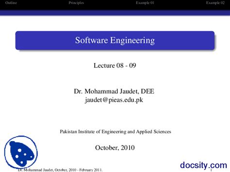 Application Of Principles Software Engineering Lecture Slides Docsity