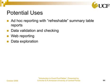 pivot table presentation ppt