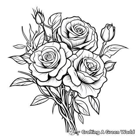 Printable Realistic Rose Coloring Pages