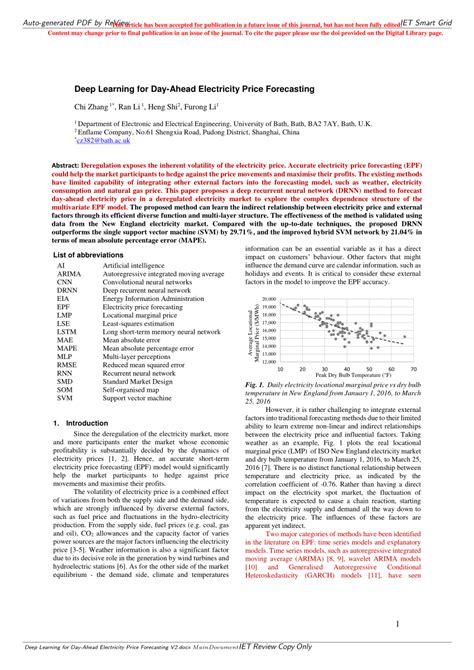 Pdf Deep Learning For Day Ahead Electricity Price Forecasting