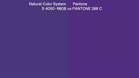Natural Color System S 4050 R60b Vs Pantone 268 C Side By Side Comparison
