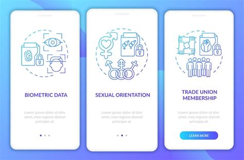 Premium Vector Examples Of Personal Data Blue Gradient Onboarding Mobile App Screen