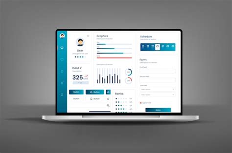 Premium Vector User Interface Of An Analysis Panel On A Laptop Ux Ui Design Dashboard