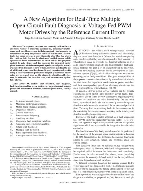 Pdf Real Time Fault Diagnosis In Pwm Motor Drives
