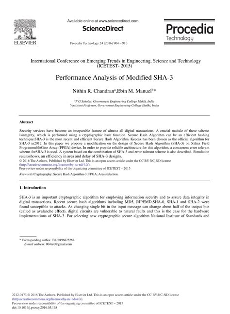 Pdf Performance Analysis Of Modified Sha 3