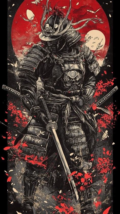Black Wallpaper for iPhone 4k Samurai, Обои на телефон, черный, красный ...