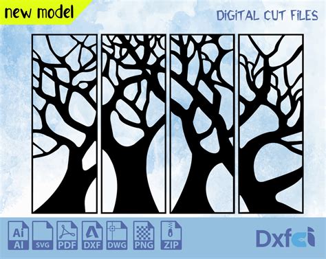 Tree Svg Dxf Leaf Svg Files Laser Cut Dxf Laser Cut Svg Dxf Wallart CNC Cutting CNC Router