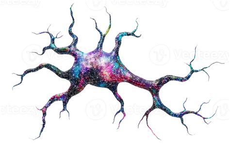 A Colorful Abstract Representation Of A Neuron With Branching