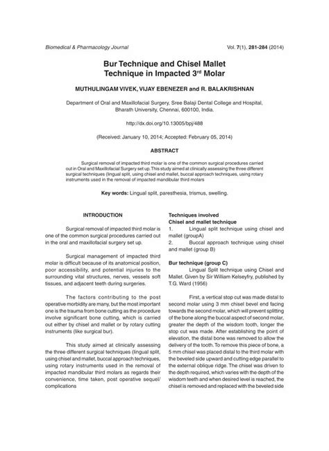 Pdf Bur Technique And Chisel Mallet Technique In Impacted