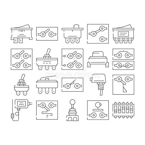 Switch Electricity Accessory Icons Set Vector Stock Illustration