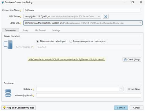 connect to sqlserver database
