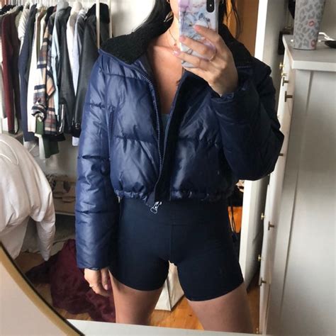 Boohoo Jackets And Coats Navy Blue Cropped Puffer Poshmark
