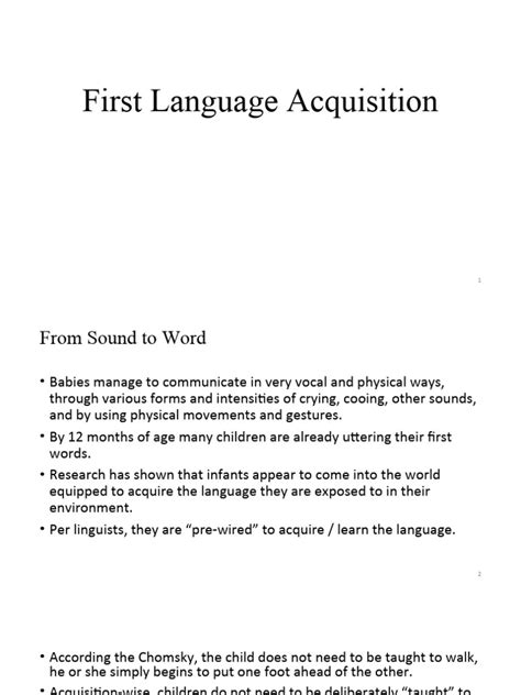 Ch2 First Language Acquisition Pdf Second Language Language Acquisition