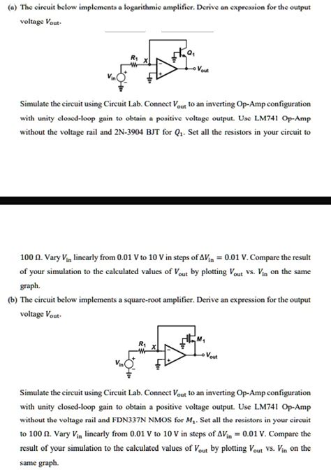 Solved A The Circuit Below Implements A Logarithmic Amplifier Derive An Expression For The