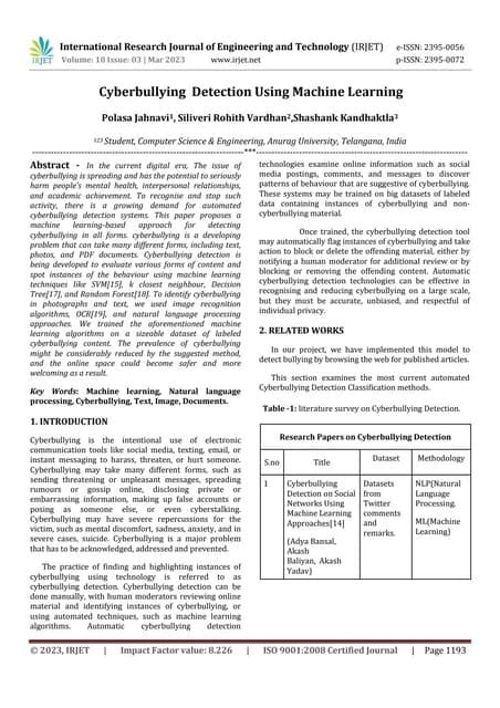 Cyberbullying Detection Using Machine Learning Pdf