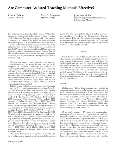 Pdf Are Computer Assisted Teaching Methods Effective