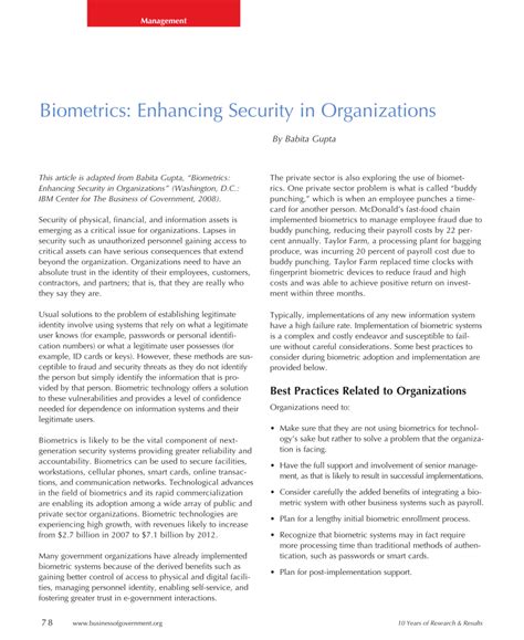 Pdf Biometrics Enhancing Security In Organizations