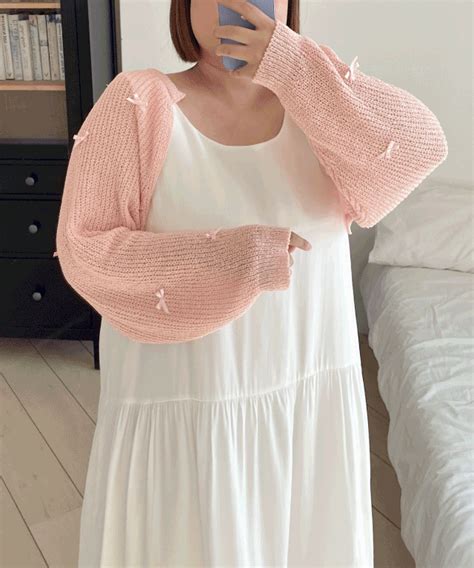 4color 러블리 키치 미니 리본 볼레로 에이블리