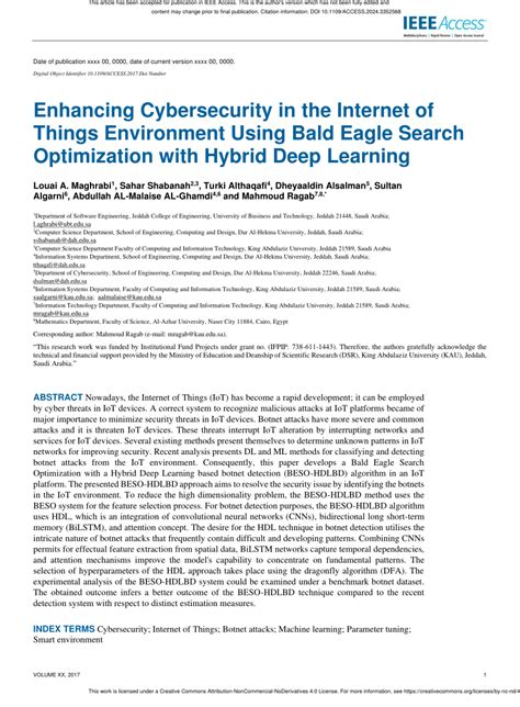 Pdf Enhancing Cybersecurity In The Internet Of Things Environment Using Bald Eagle Search