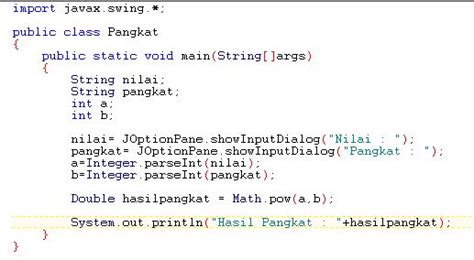 Program Menghitung Perpangkatan Dengan Java