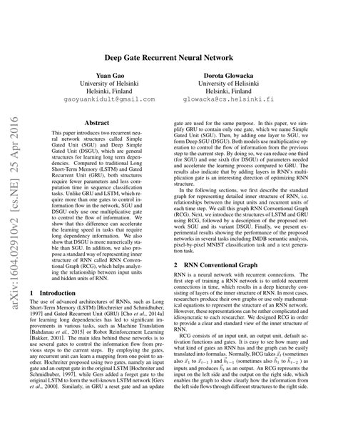PDF Deep Gate Recurrent Neural Network