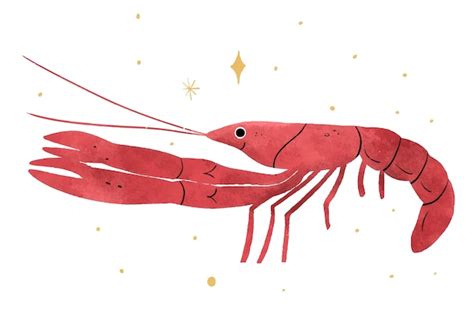 손으로 그린 가재 그림 무료 벡터