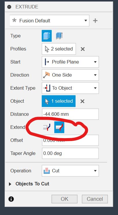One Body But Seems Two Selections Extrude To Object Error Autodesk
