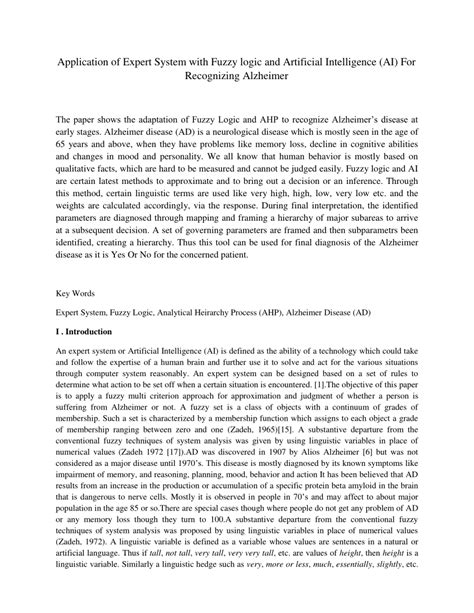 Pdf Application Of Expert System With Fuzzy Logic And Artificial