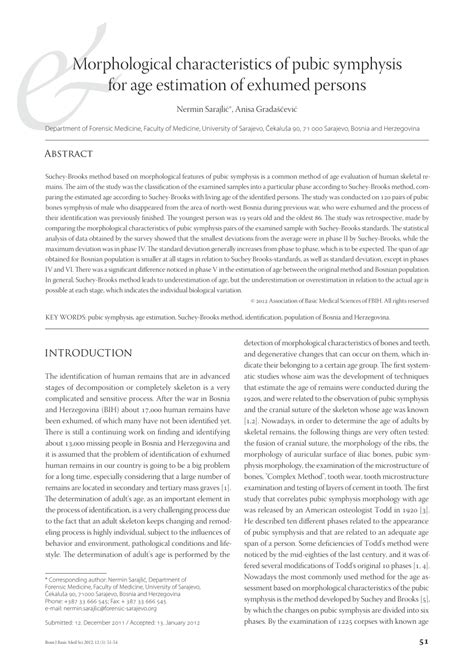 Pdf Morphological Characteristics Of Pubic Symphysis For Age