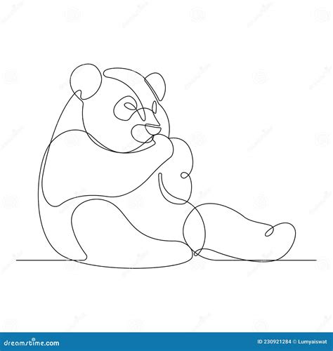 Continuous One Line Drawing Of Panda Bear Stock Vector Illustration